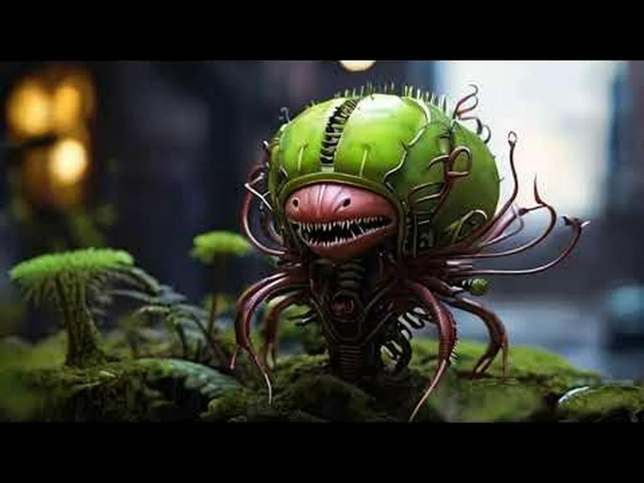 🌿🔮 Glowing Biopunk Venus Flytrap Creature: Cybernetic Quantum Medical ...