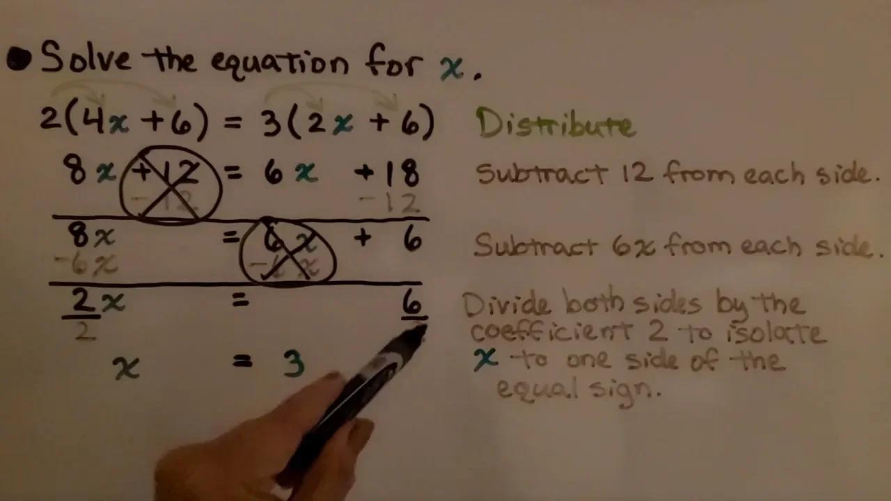 8th Grade Math 7.3b, Using the Distributive Property on Both Sides of ...