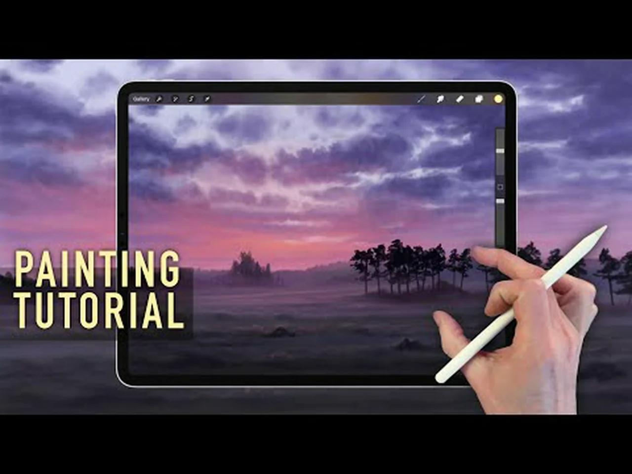 Ipad Painting Tutorial Misty Fields Sunrise Landscape In Procreate