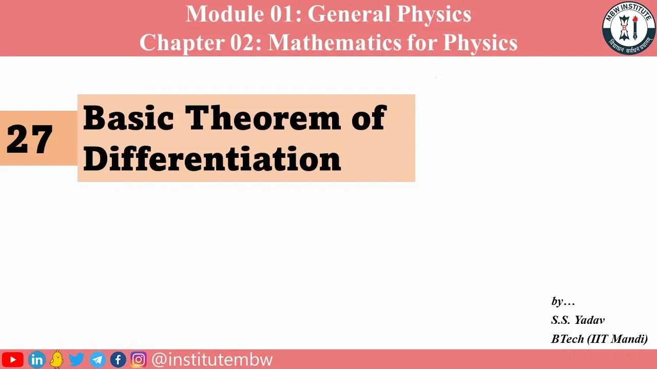 Basic Theorems of Differentiation | Chapter 02 | Module 01