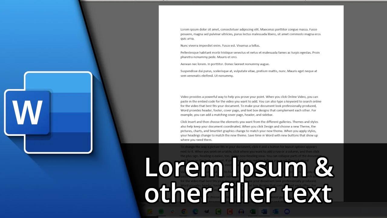Word Lorem Ipsum | Word filler text Tutorial