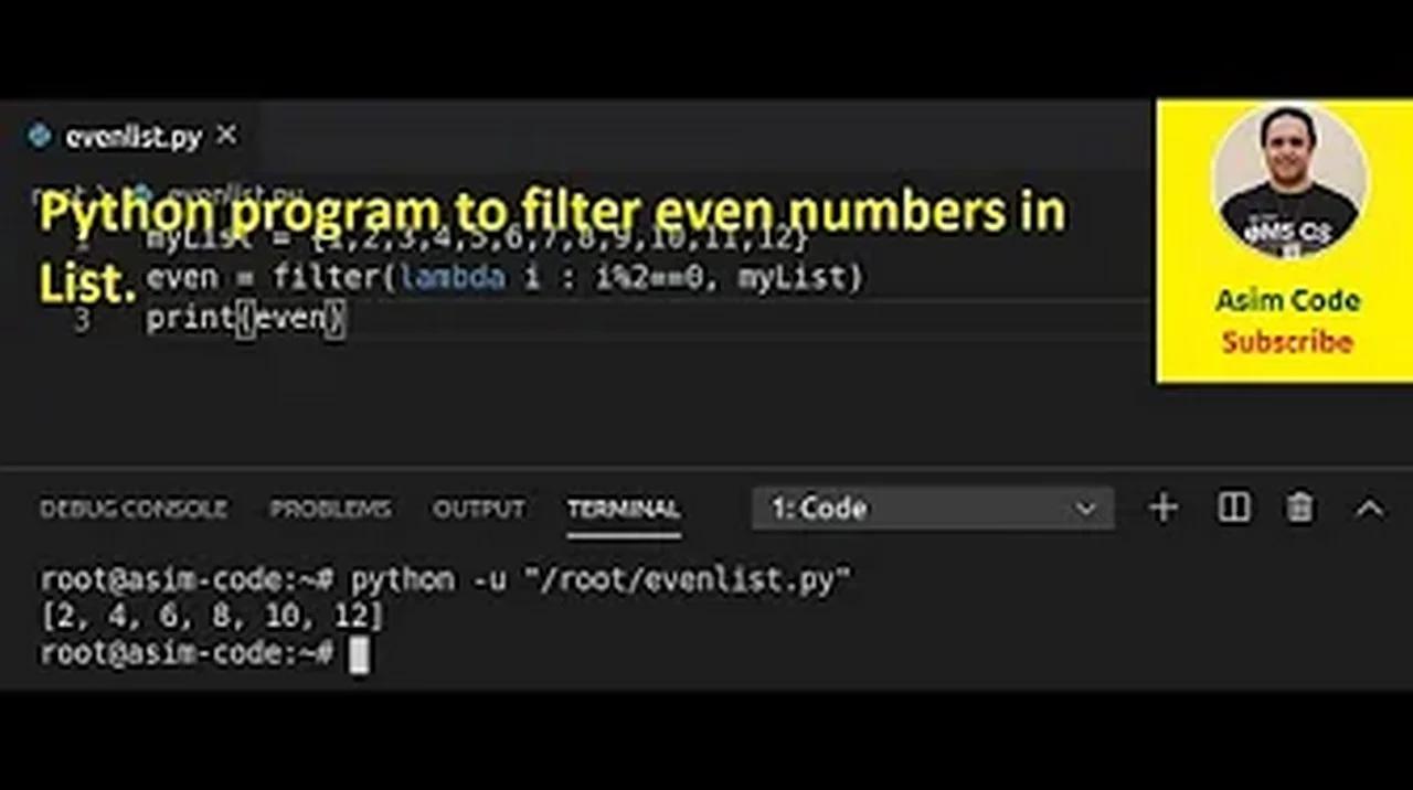 Python program to filter even numbers in List Python program to filter even numbers in List