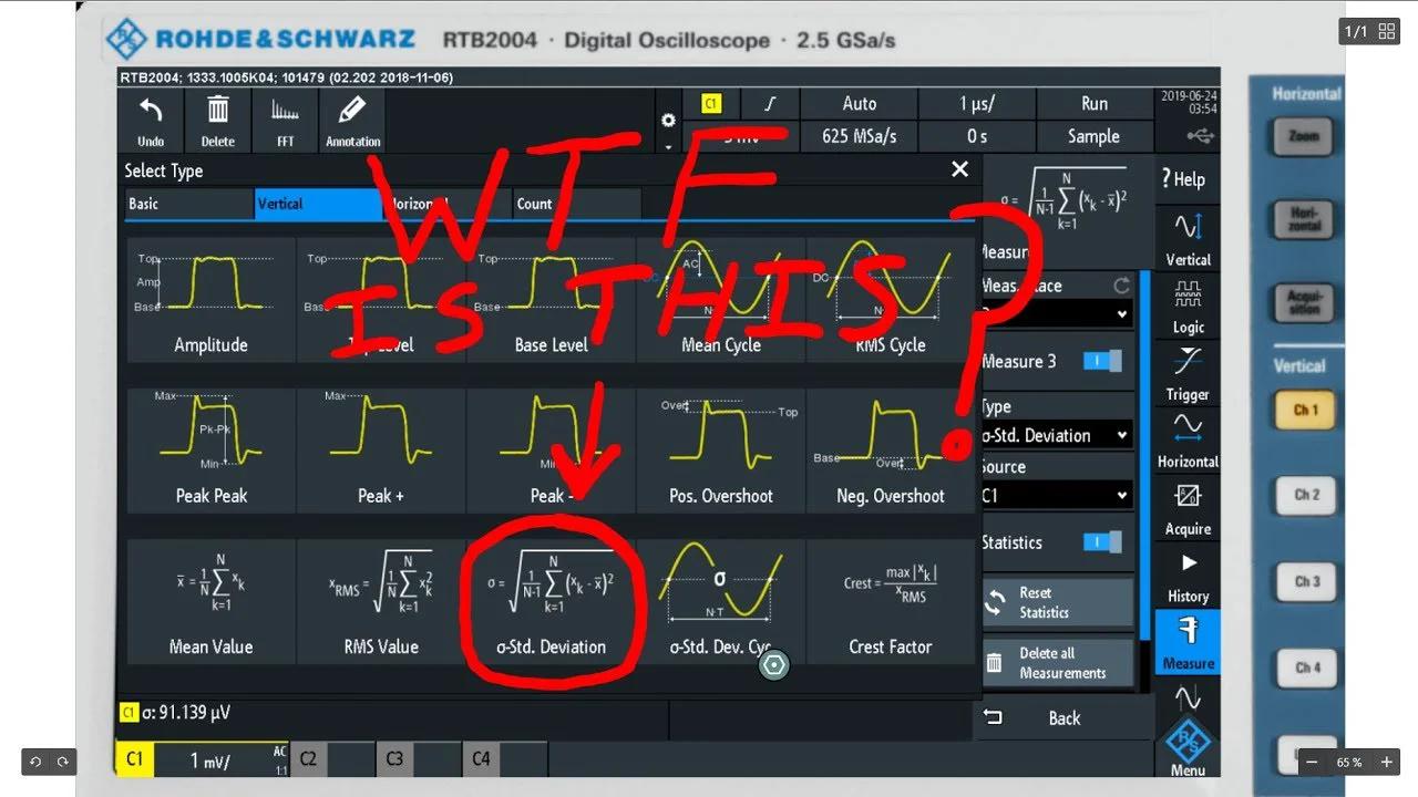 EEVblog #1223 - What Is Oscilloscope Standard Deviation?