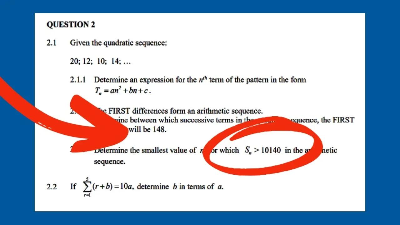 Prelim 2022 Gauteng Quadratic Sequence Grade 12 Mathematics