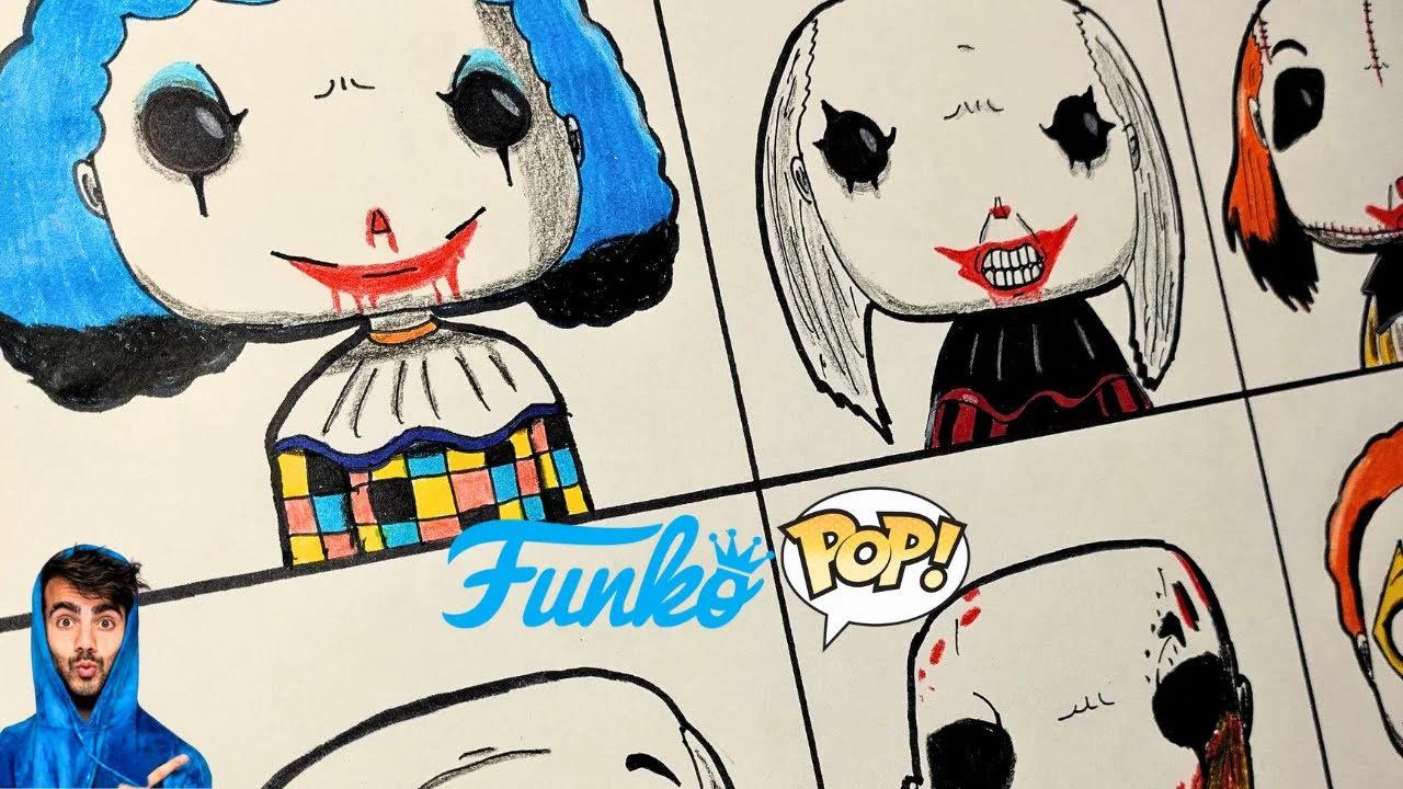 DIBUJO todos los 🤡 PAYASOS FUNKO POP de la DEEP WEB (Mini Mini, Luli ...
