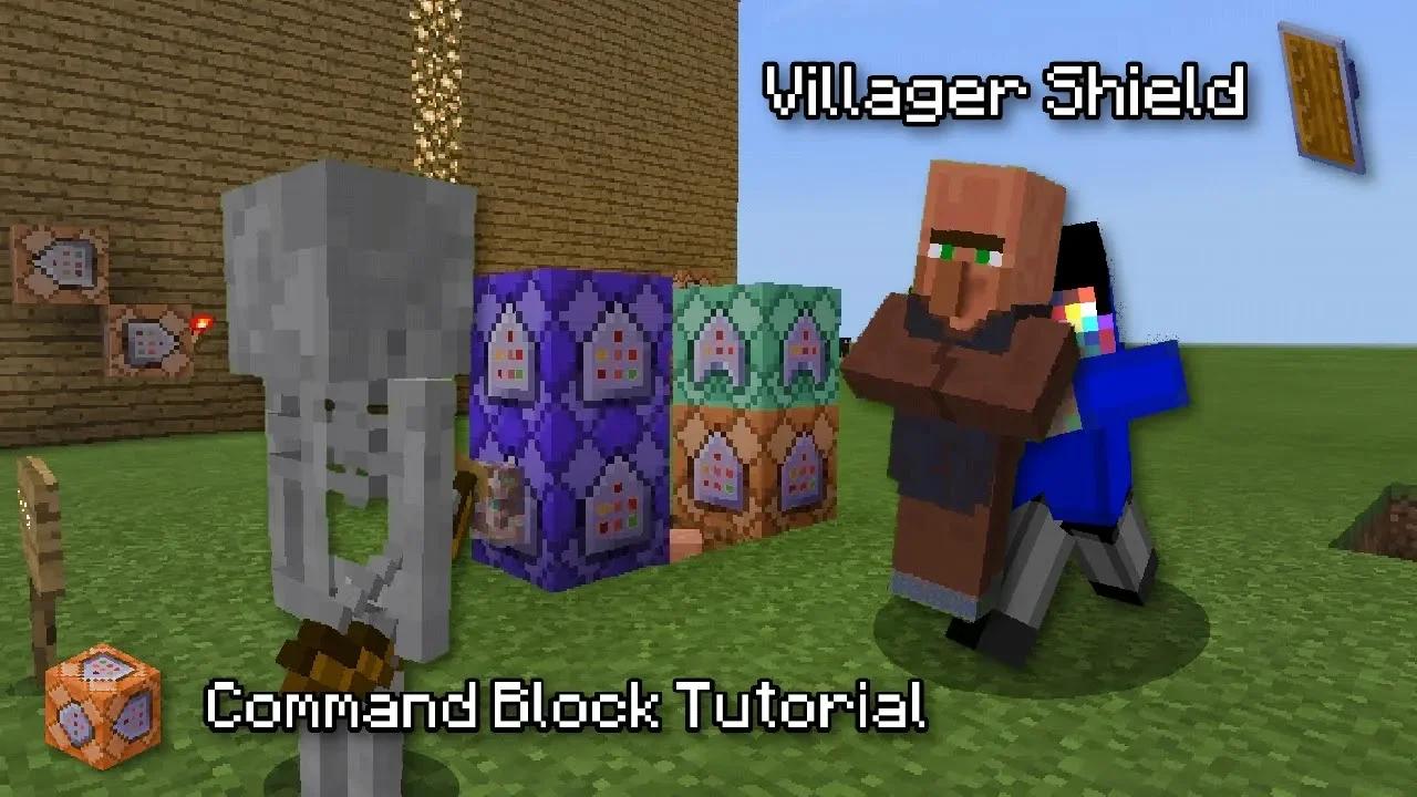 How to turn a villager into a shield | Minecraft Bedrock Command Block Tutorial