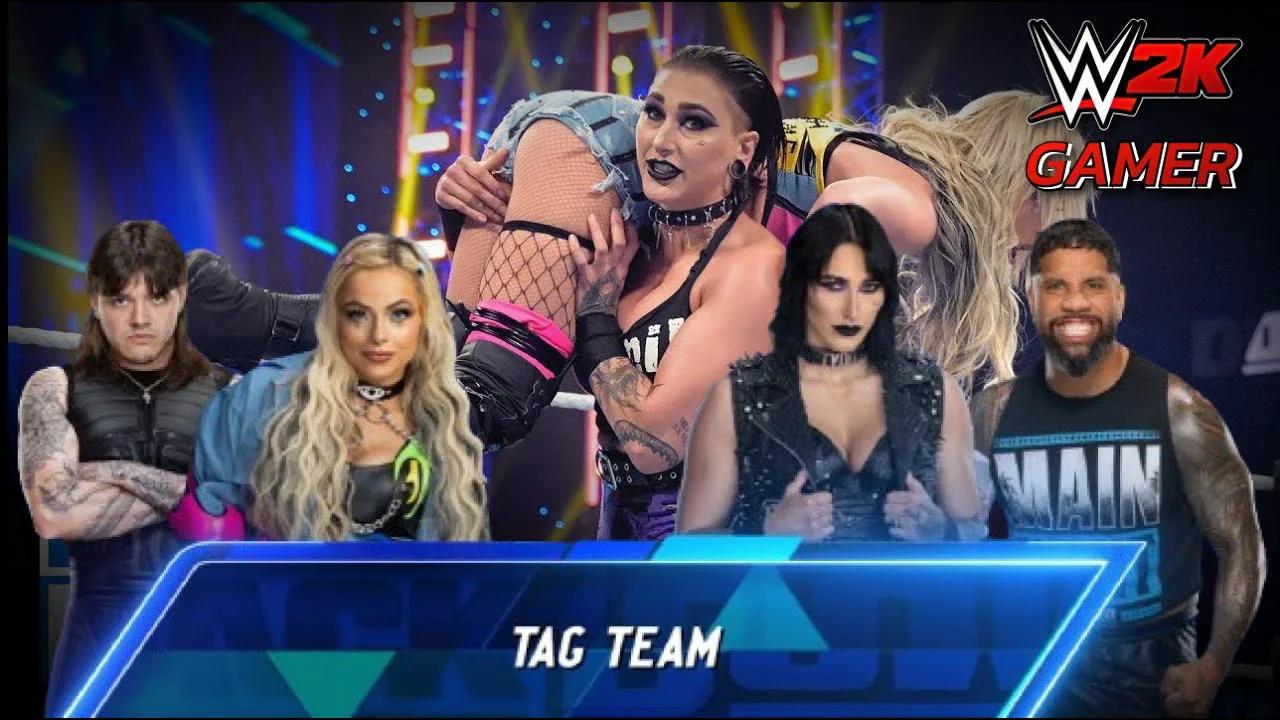 Liv Morgan & Dom vs Rhea Ripley & Jey Uso - WWE 2K24 Friday Night SmackDown Live Now