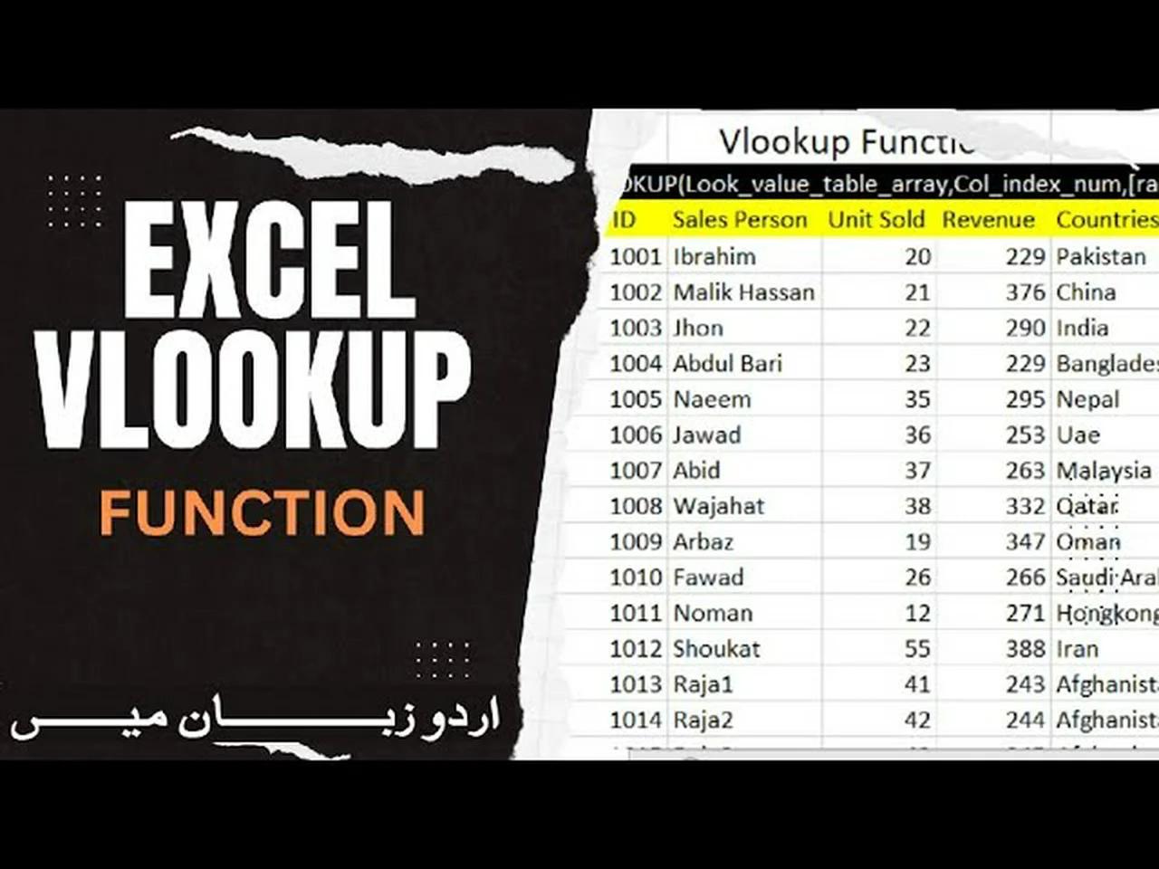 What is =Vlookup Function in Excel and how to use it| Excel | Urdu ...