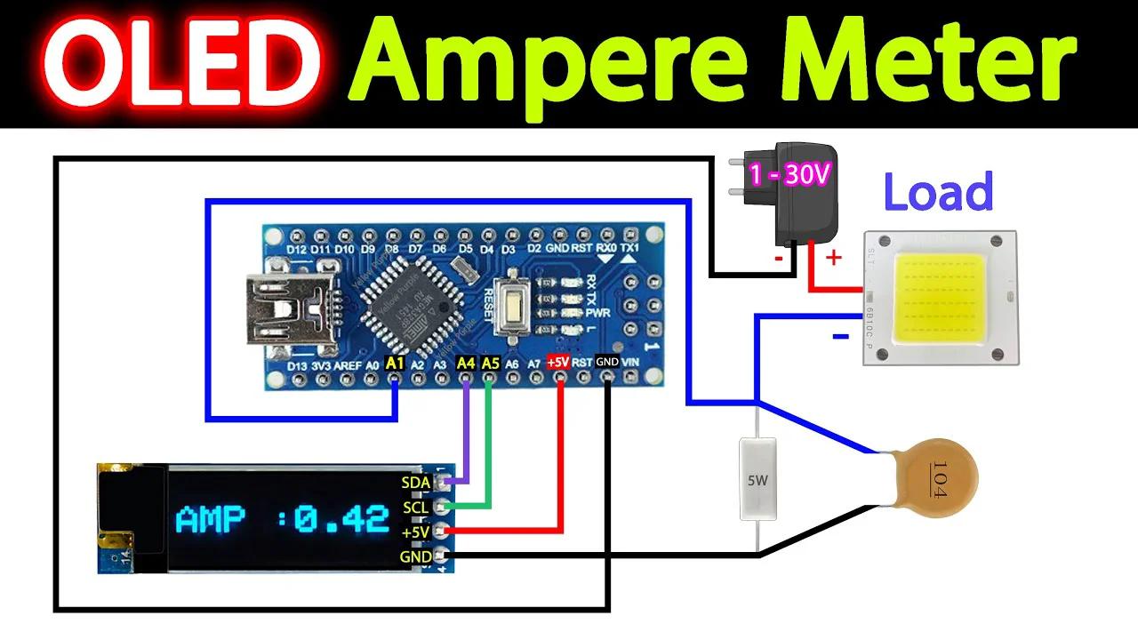 How To Make Arduino Based Ampere Meter With Arduino And Oled 091 Inch Display