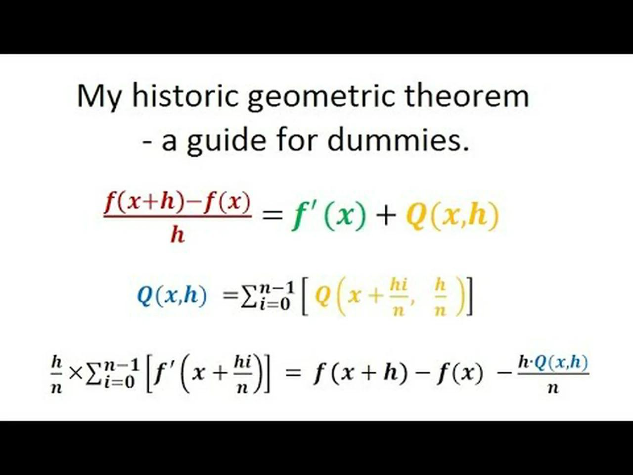 Explaining my historic theorem - a guide for dummies.