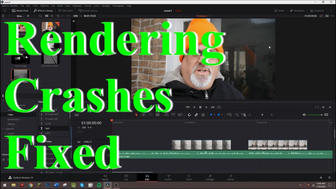 Davinci Resolve 16 Crashes While Rendering Fixed