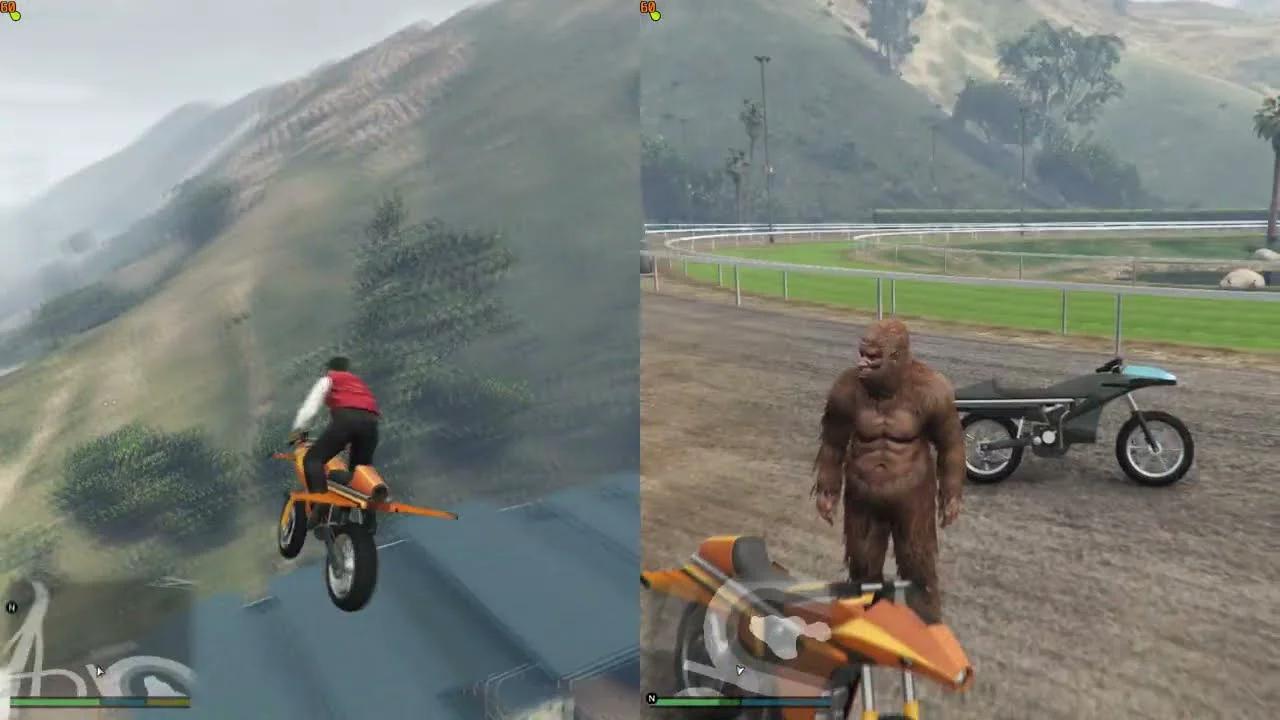 DRIVING A FLYING BIKE - GTA V in 2023 Splitscreen Gameplay