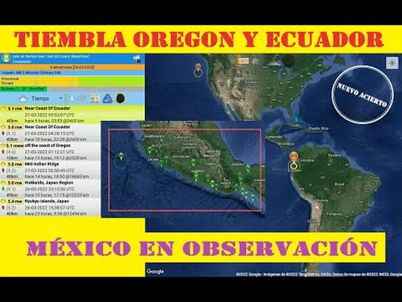 TIEMBLA ECUADOR Y OREGON TAL LO PREVISTO - TORMENTA GEOMAGNÉTICA INCIPIENTE
