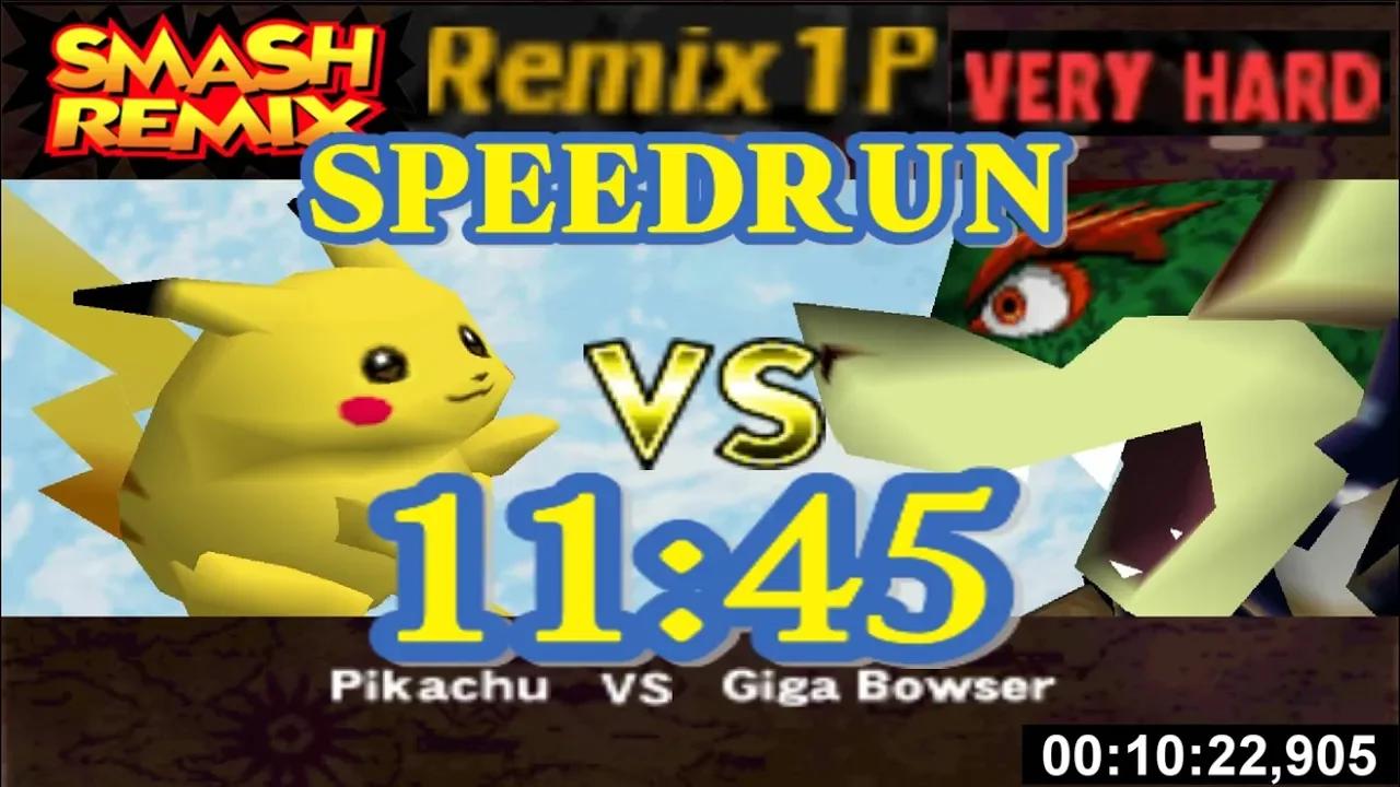 Smash Remix - Classic Mode Remix 1P Speedrun with Pikachu (Very Hard) in 11:45