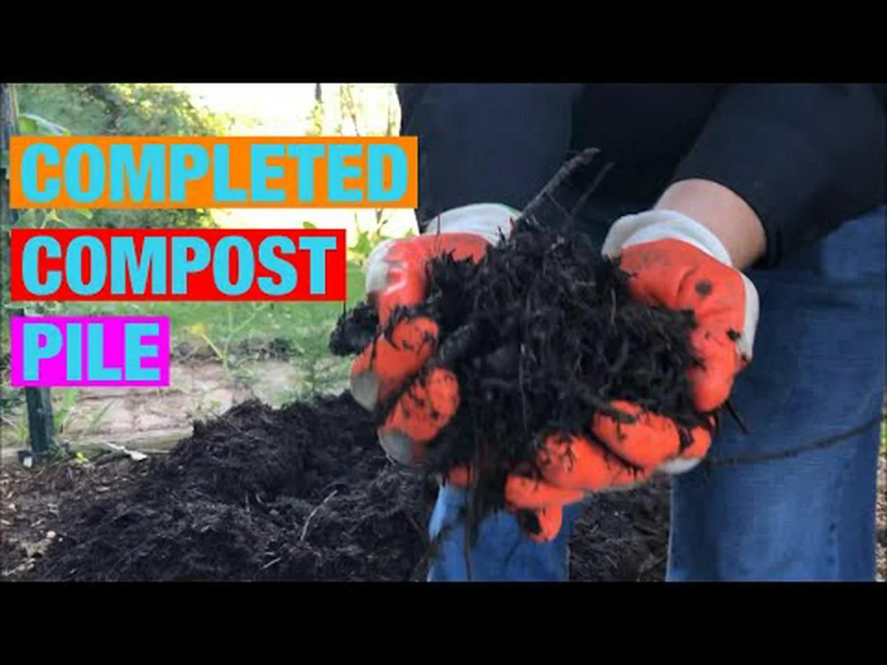 Completed compost pile made with grass clippings and pine needles.