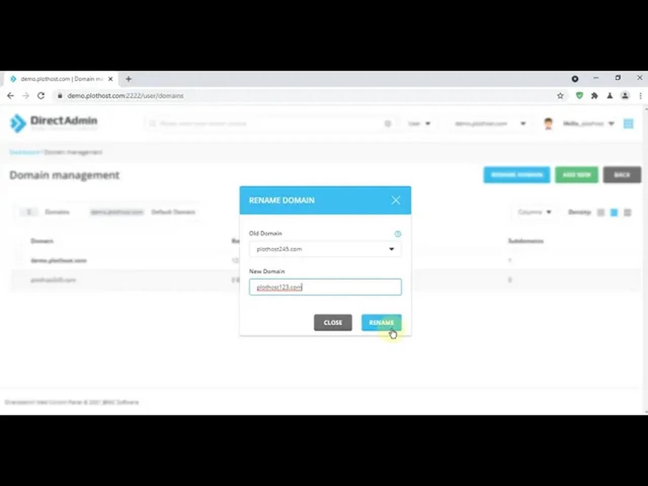 How to rename a domain in DirectAdmin
