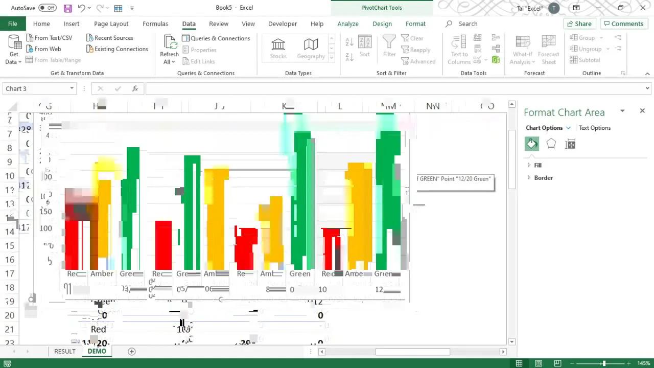 How to Show Traffic Light Colour in Excel Pivot Chart with Conditional ...