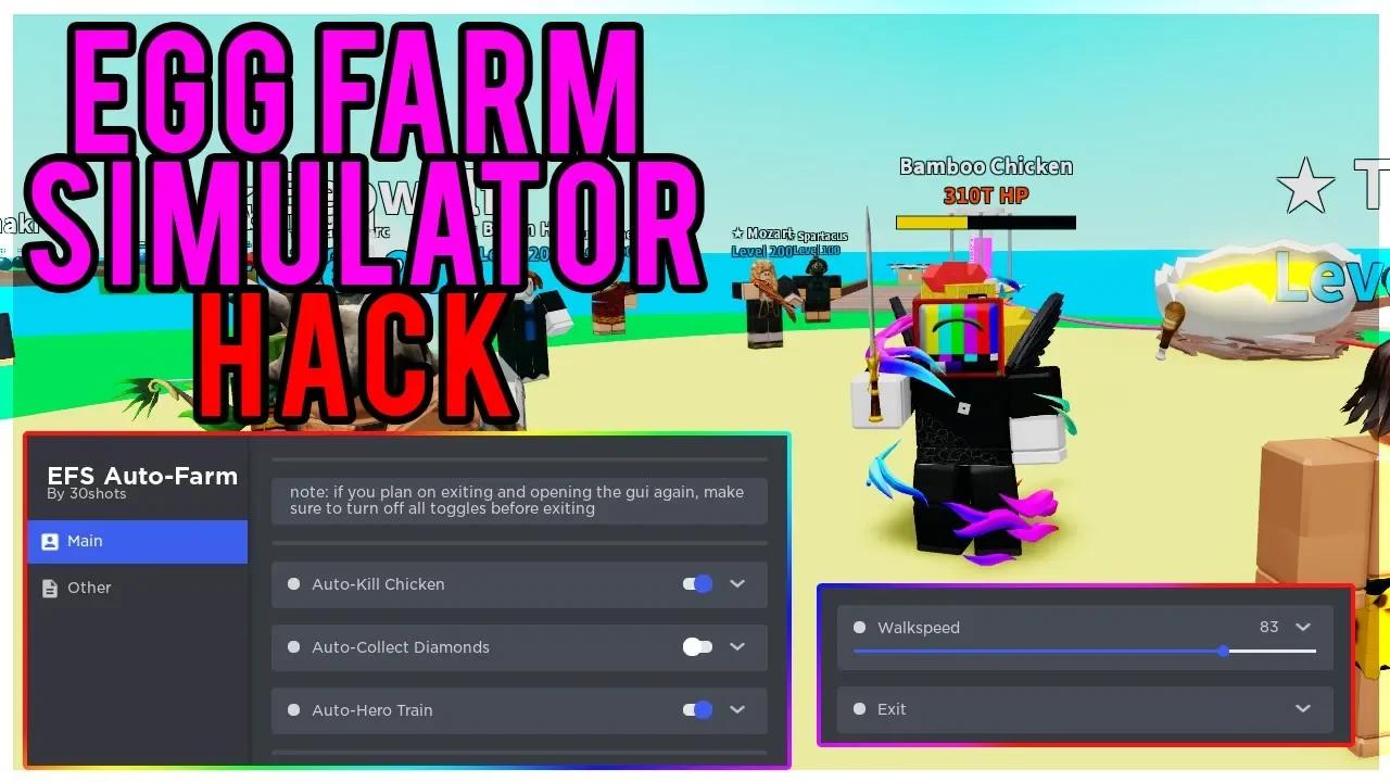 ROBLOX EGG FARM SIMULATOR HACK | UNLIMITED EGGS AND DIAMONDS AUTO FARM WORKING