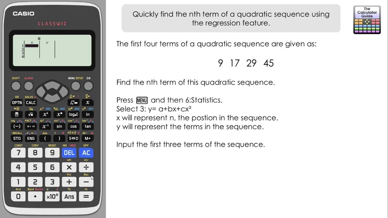Quickly Find The nth Term Of A Quadratic Sequence Using Statistics Mode ...