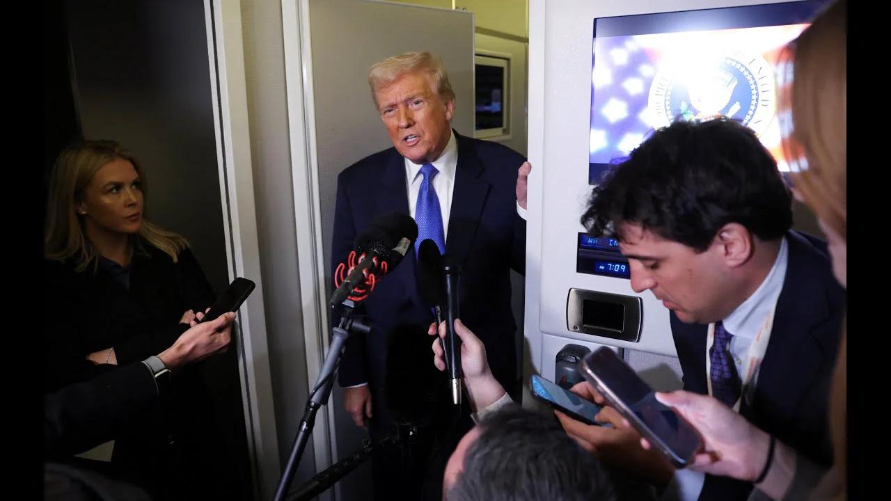 Trump Speaks to Reporters on Air Force One