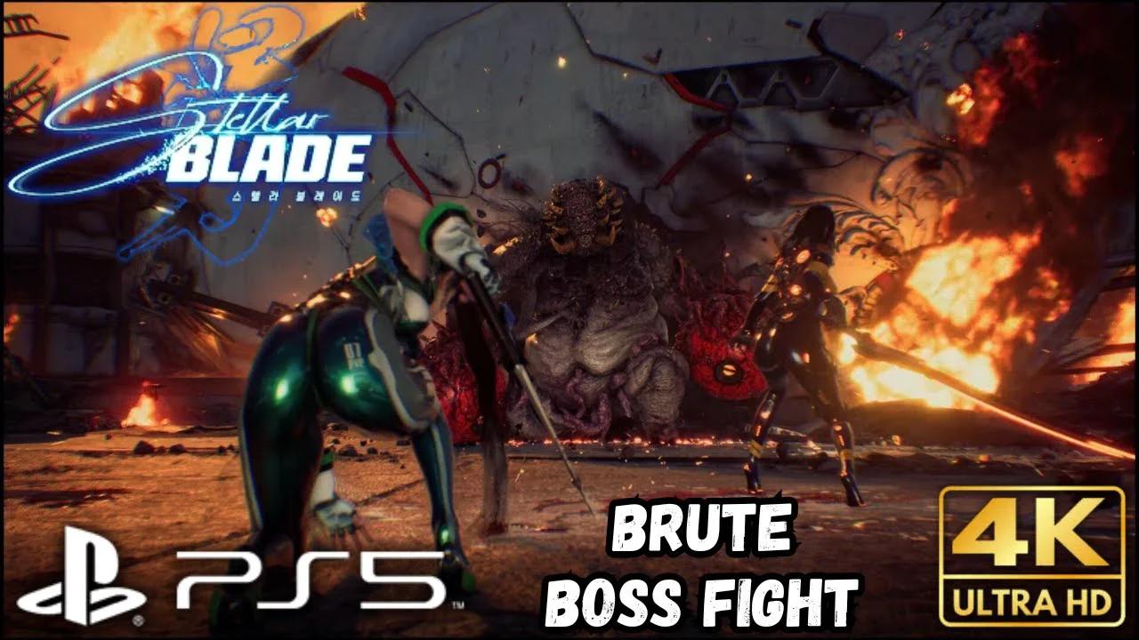 Eve & Tachy vs Brute Boss Fight | Stellar Blade Demo Gameplay | PS5 ...