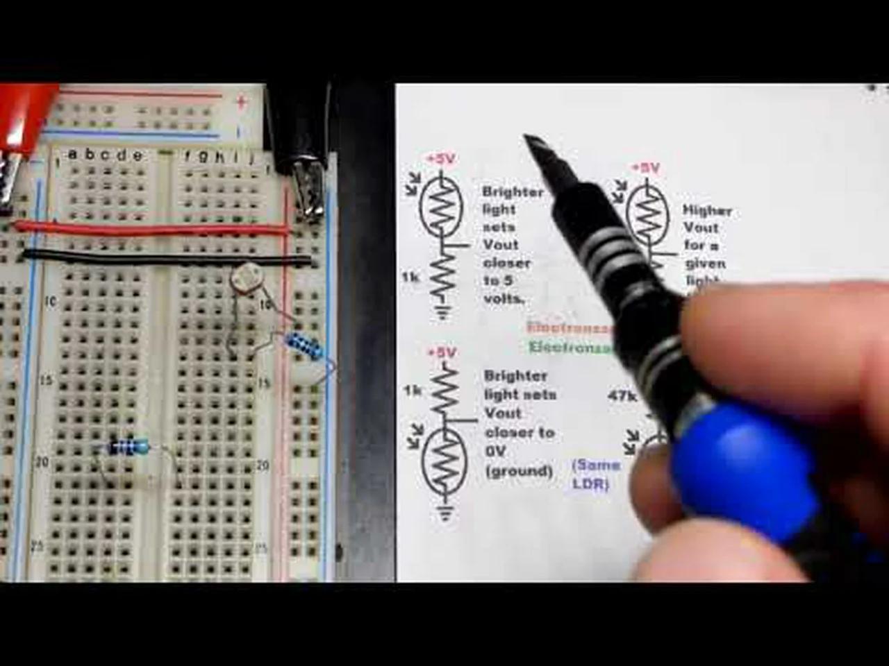 High and low side LDR voltage divider light dependent resistor learning ...