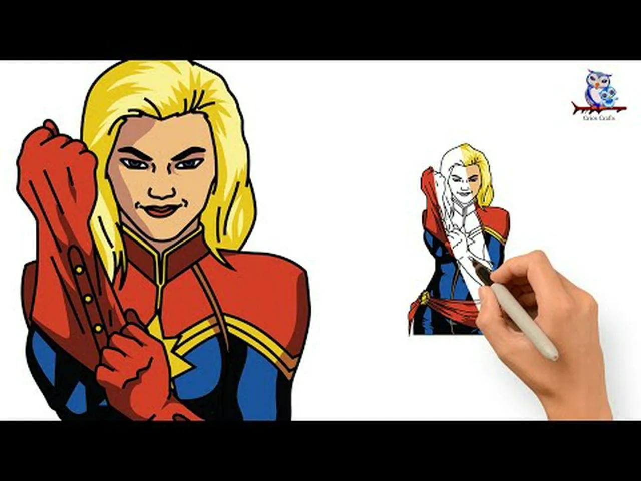 How To Draw Captain Marvel - Easy Tutorial