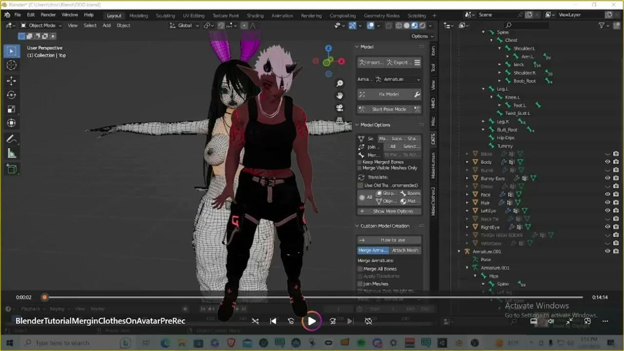 VRChat Blender Tutorial | Armature Merging Clothes to Avatar