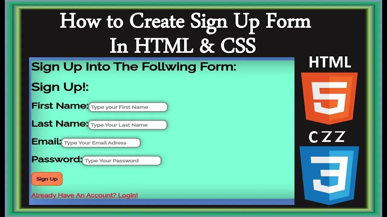 How To Create A Sign Up Form In Html And Css Html And Css Tutorial For 