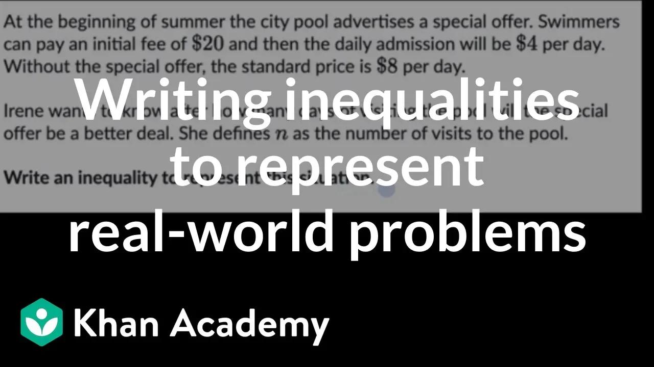 Writing inequalities to represent real-world problems | Grade 8 (TX ...