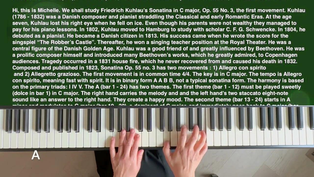 Free Piano Lesson (222) Sonatina Op 55 No 3 First Movement by Friedrich ...
