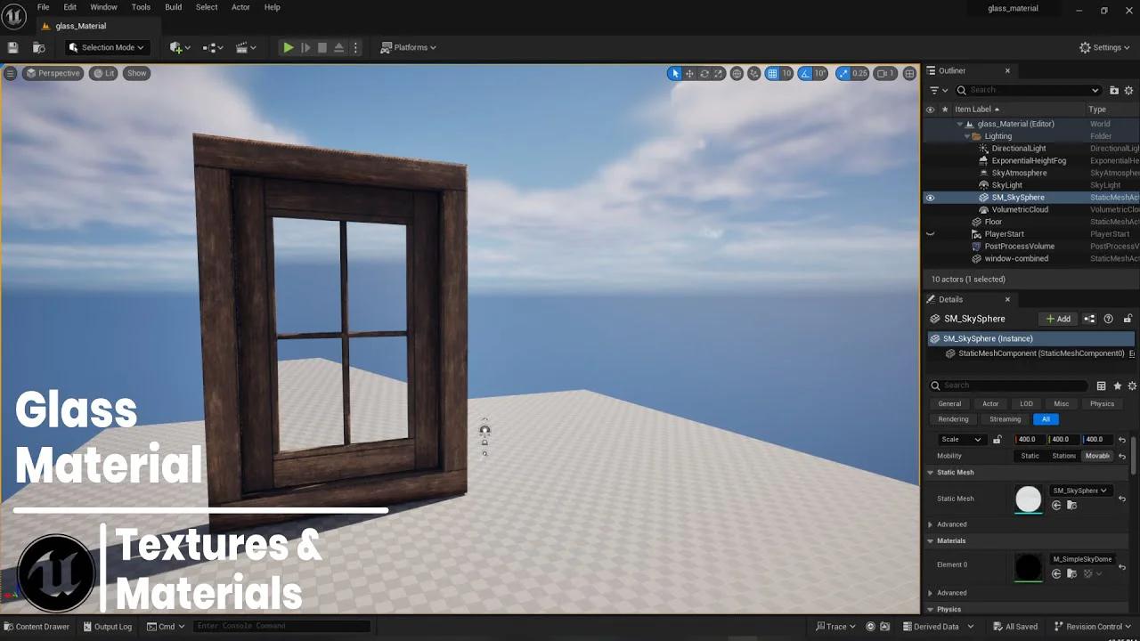 Making a glass material in Unreal Engine | Getting Started in Unreal Engine 5.3.2 | #UE5 #Materials