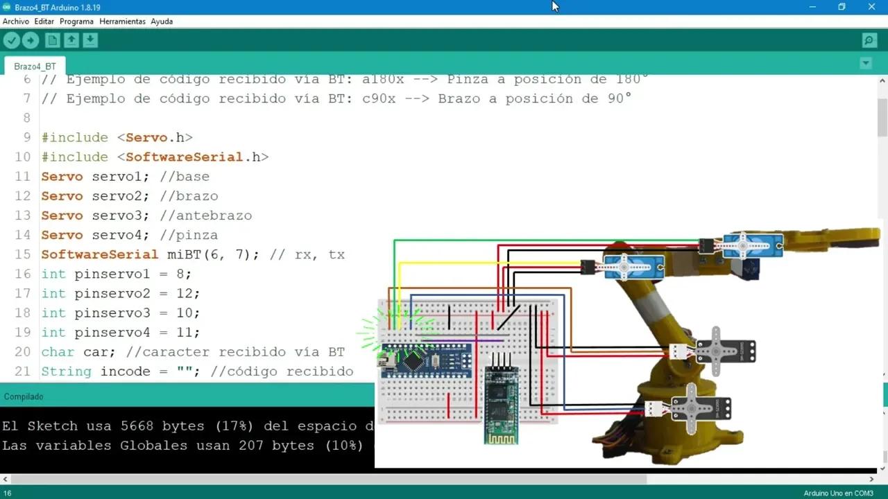 ¿cómo Controlar Brazo Robótico Por Bluetooth Arduino Mit App Inventor