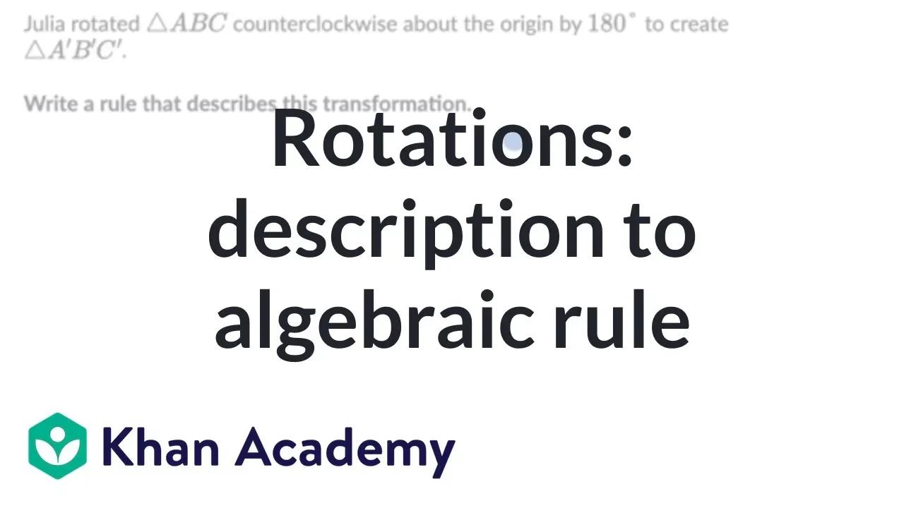 Rotations: description to algebraic rule | Transformational geometry ...