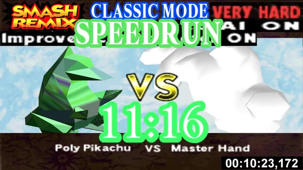 Smash Remix - Classic Mode Speedrun with Polygon Pikachu (VERY HARD) in 11:16