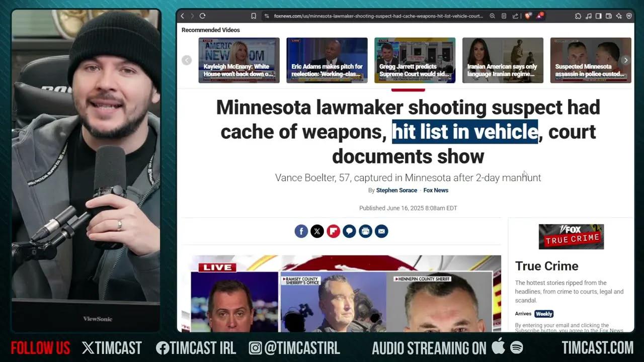 Minnesota Suspected ASSASSIN Who SHOT Democrats ARRESTED, Had HIT LIST ...