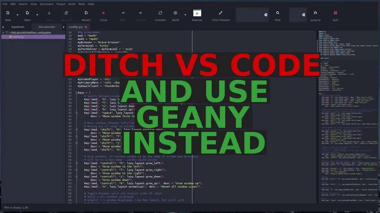 Geany is a great VS Code alternative