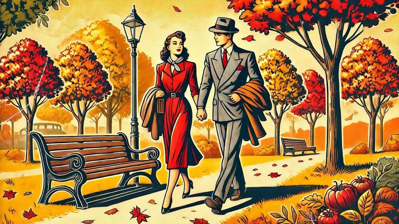 Vintage Fall Walk | 1940s Jazz Music | Nostalgic Outdoor Autumn Vibes
