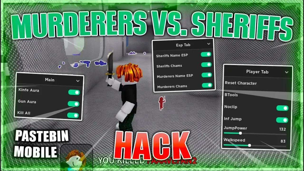 Roblox Murderers Vs Sheriffs 🌟 Script Hack Pastebin Gui Kill All Kill Aura Esp And More