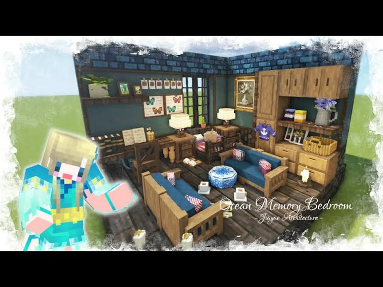 Minecraft Tutorial: How to Make an Ocean Memory Bedroom with CIT packs