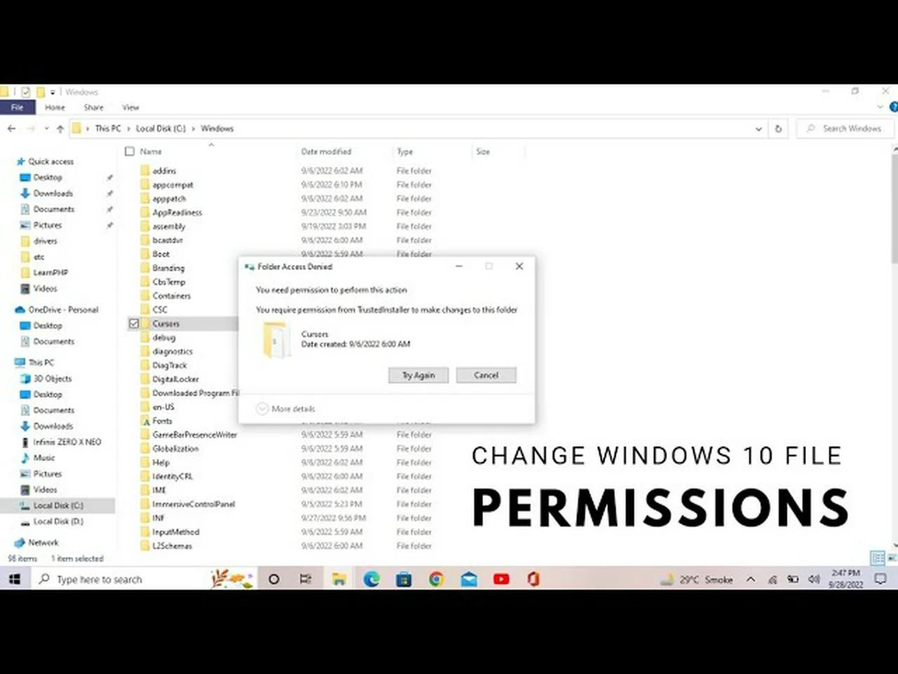 How To Change Restricted File Or Folder Permissions In Windows 10