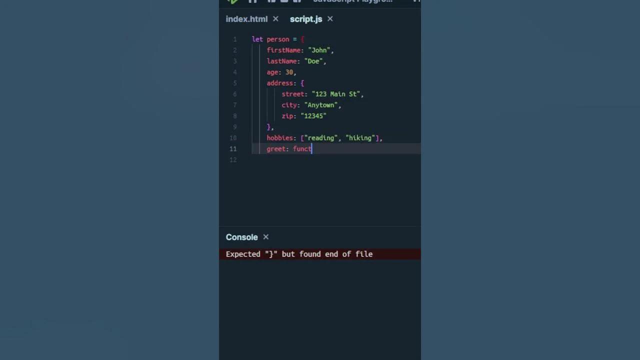 Javascript Objects In 60 Seconds 🔥shorts Short Coding Programmingfun 