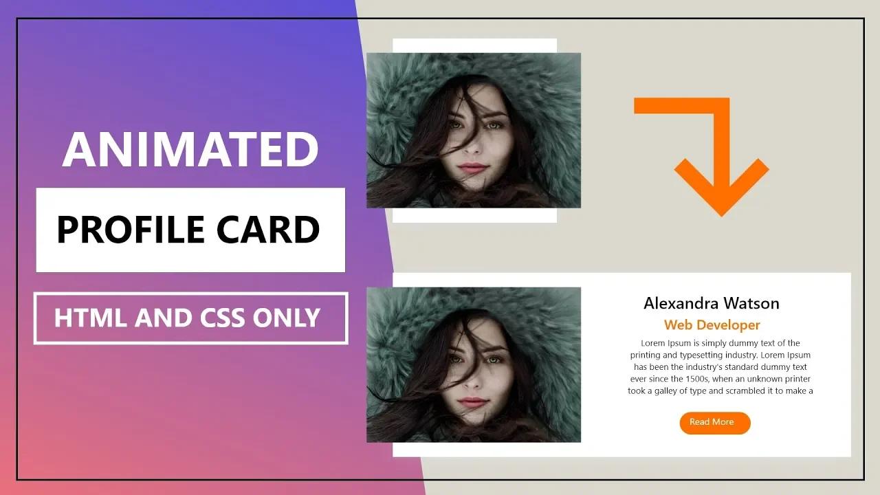 How To Create Animated Profile Card Using HTML And CSS Only || Amazing Profile Card