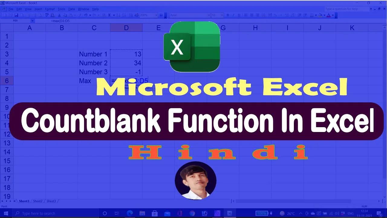 Count Blank Formula In Excel Excel In Hindi Count Blank Cells In