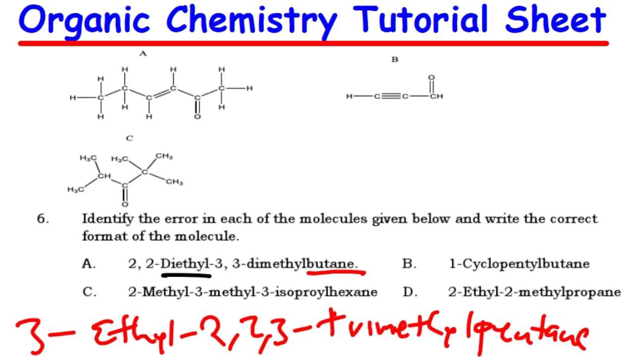 Organic Chemistry Tutorial Sheet Che 112 Exam Prep
