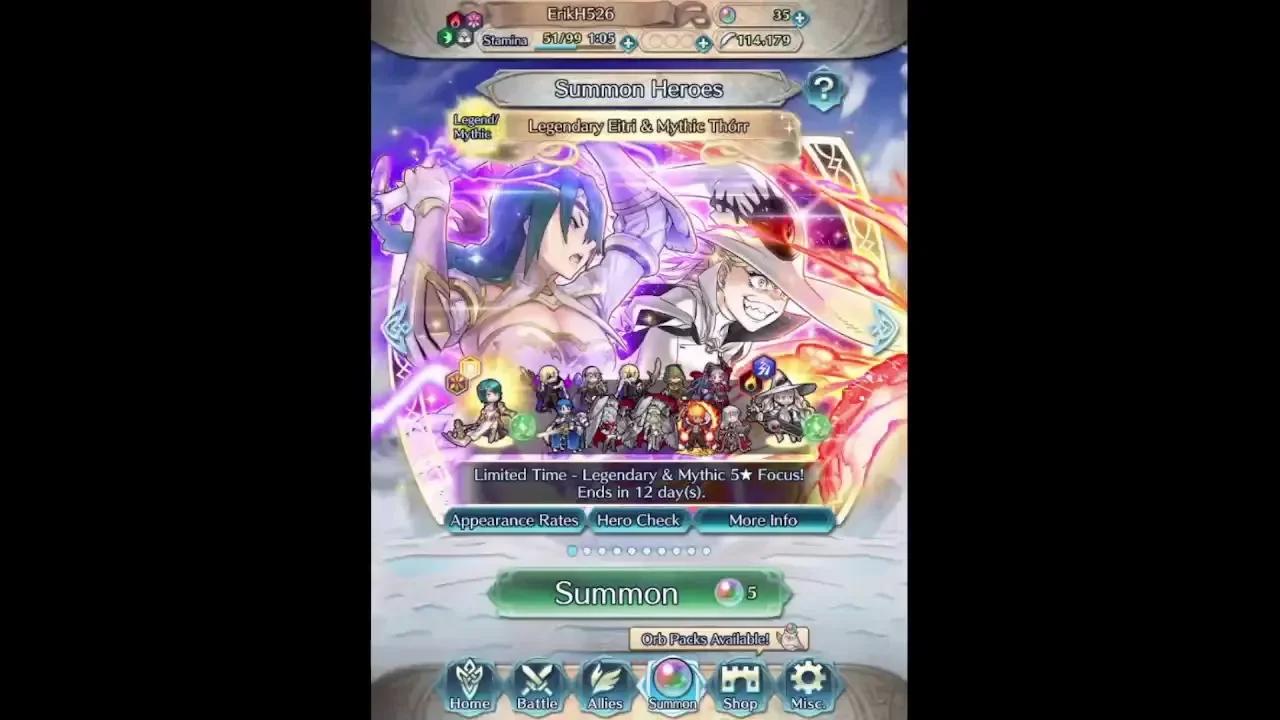 ErikH526- Fire Emblem Heroes - Legendary Eitri & Mythic Thórr Summoning ...