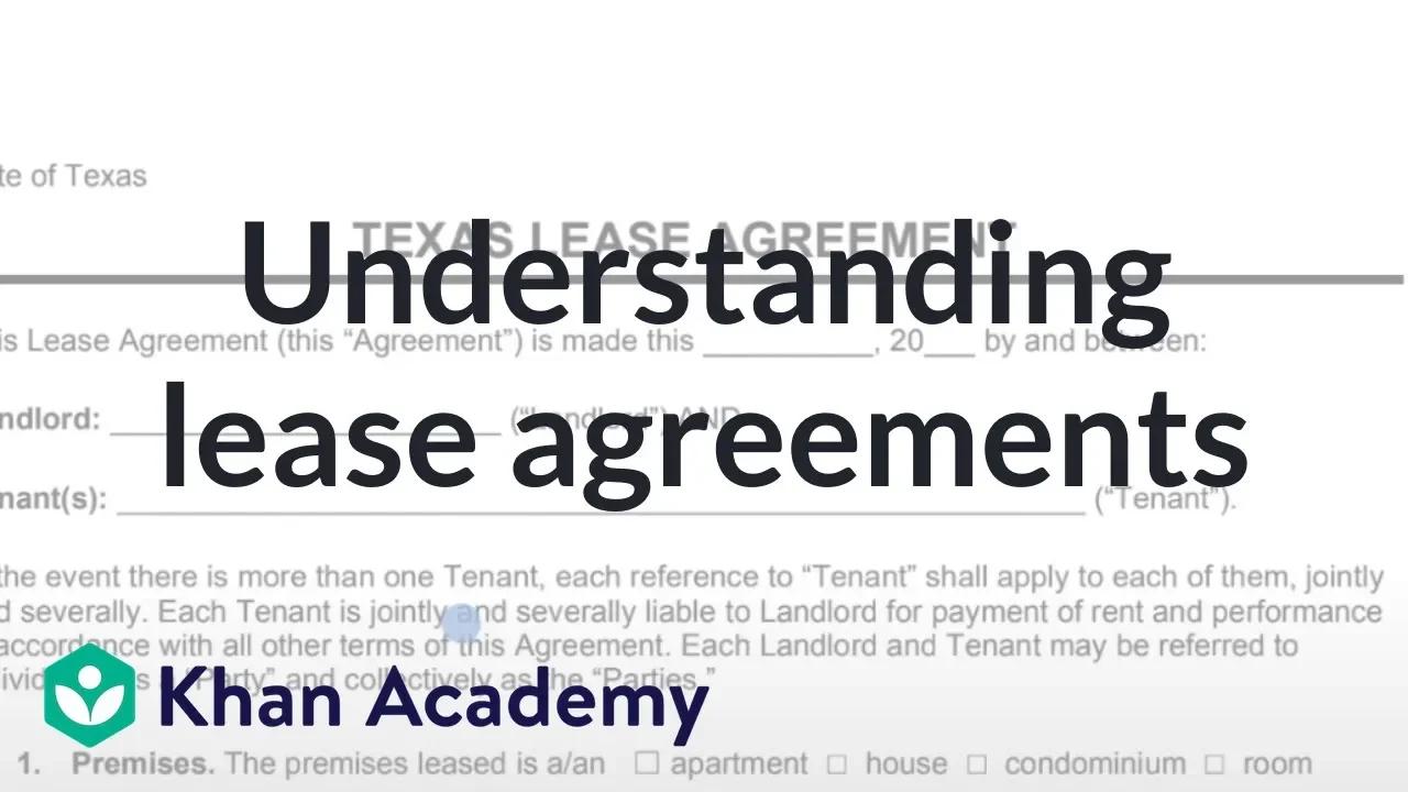 Understanding lease agreements | Housing | Financial Literacy | Khan ...