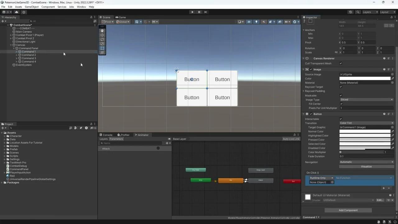 Pokemon 3D Game in Unity Tutorial Episode 11 Combat Part 4 Menu Setup