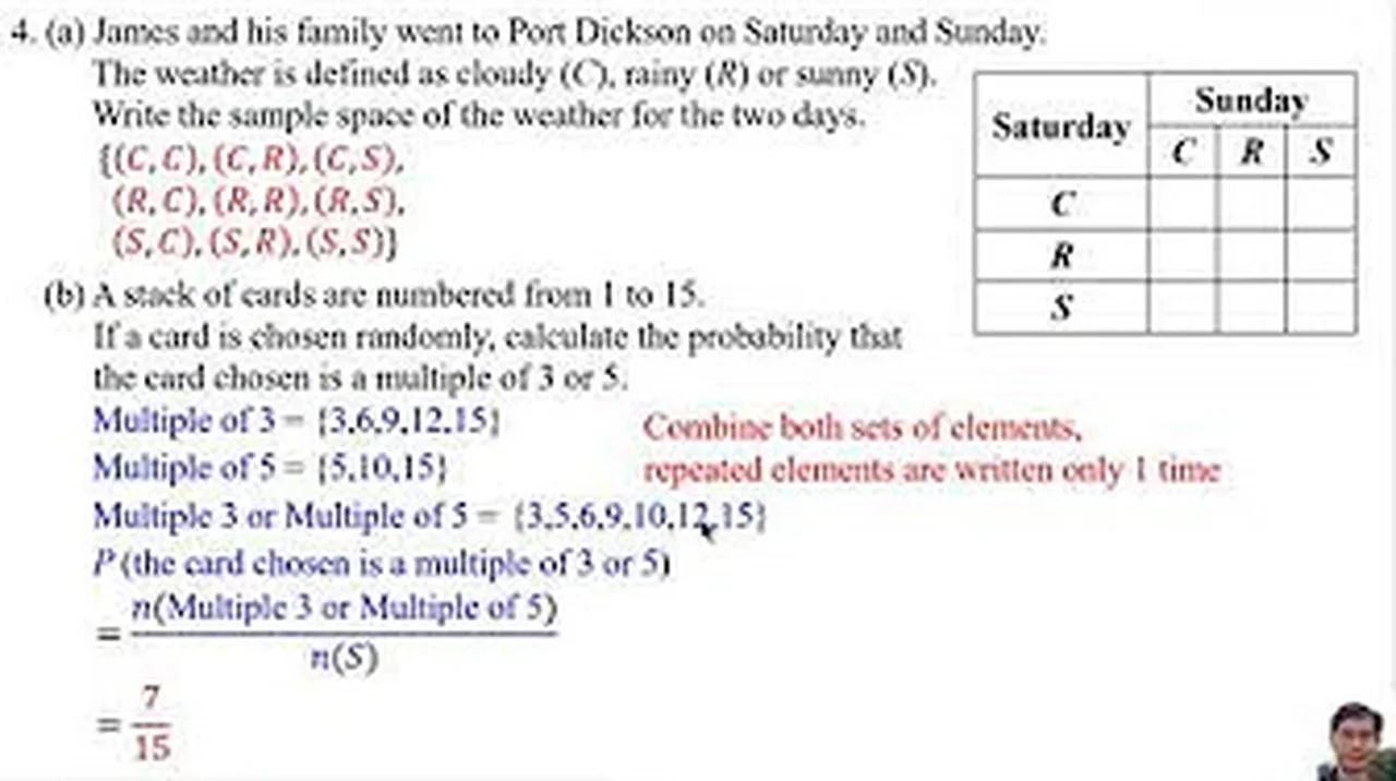 Probability Of Combined Events Kssm Mathematics Form 4 Revision