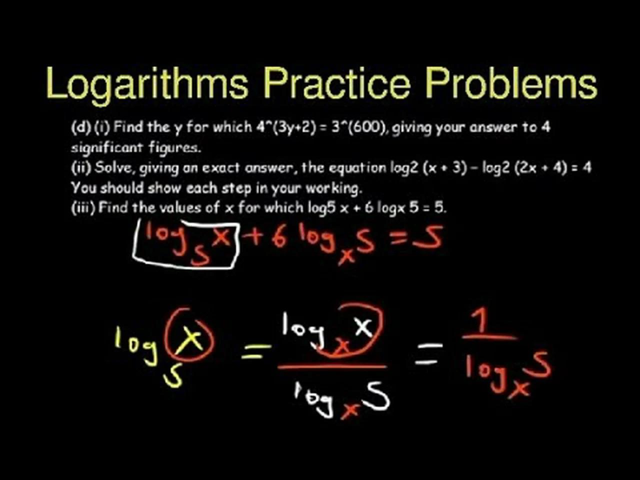 Logarithmic equations practice problems | Change of base